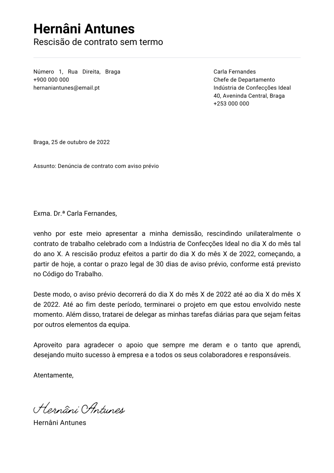 Seis exemplos de Carta de Despedimento | Guia das Profissões